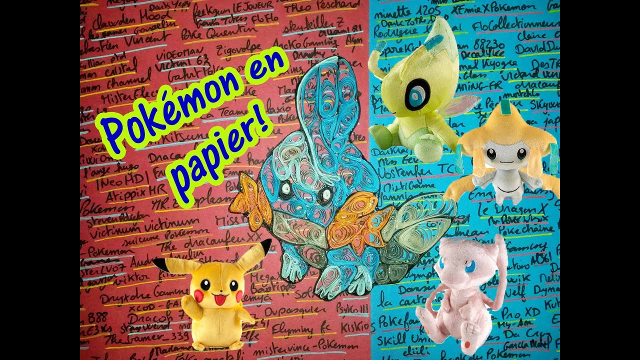 QUILLING / Présentation Peluches 20 ans Pokémon, Carte PIKACHU ...