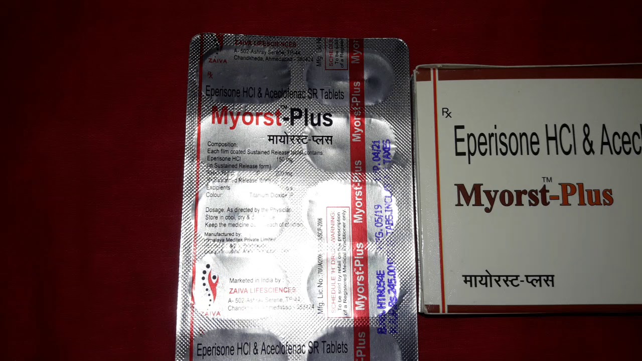 Myrost plus eperisone hcl & Acelofenac SR tablet use in muscle pain ...