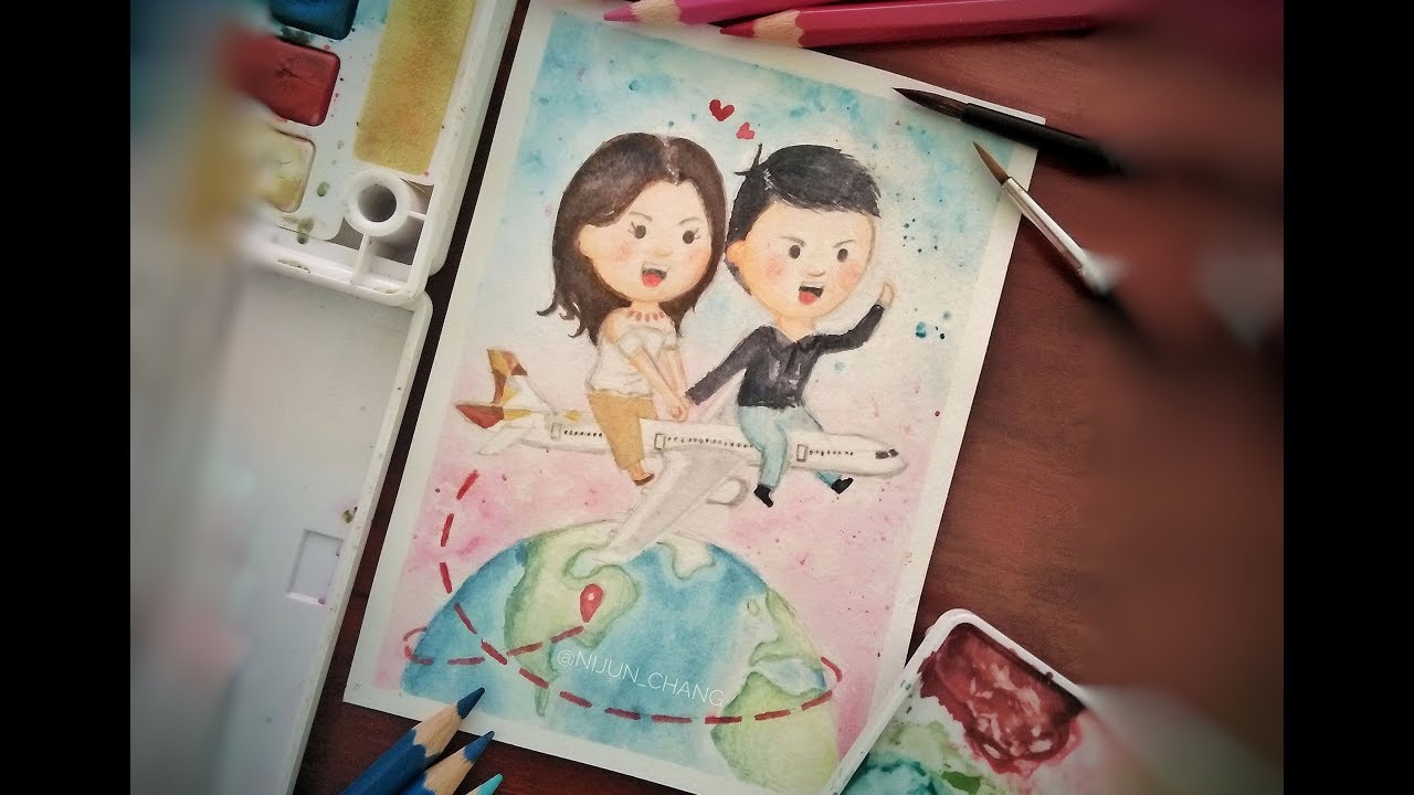 Speed Painting - Travel The World (Illustration Commission) - YouTube