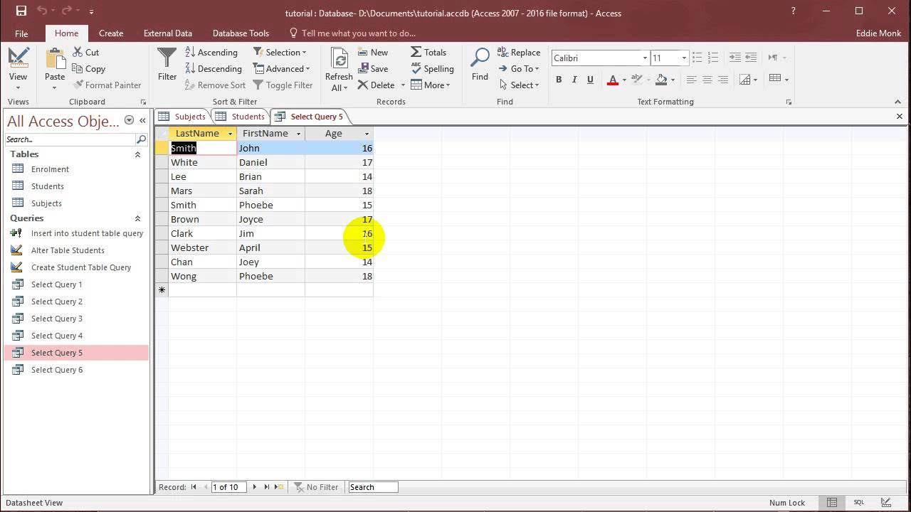 SQL with Microsoft Access 2016 Lesson 9 - Arithmetical operators ...