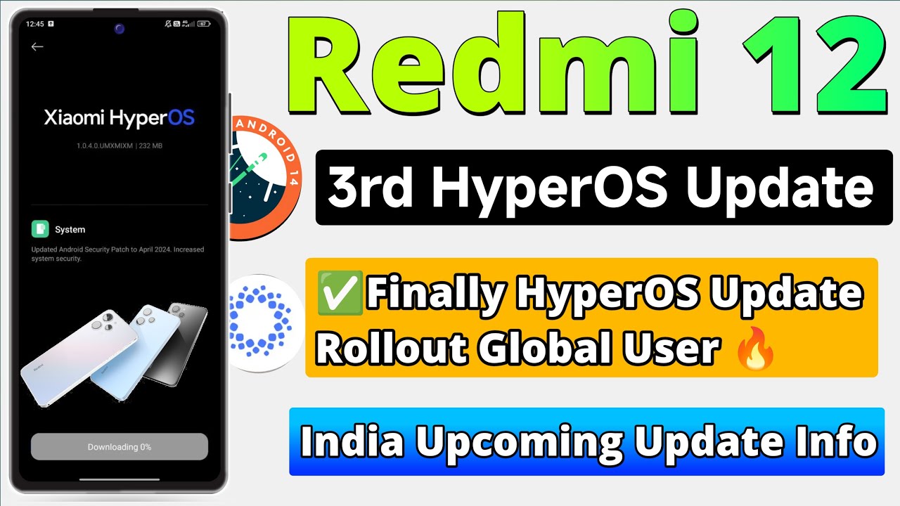 Redmi 12 HyperOS 3rd Update Rollout Global User India 🇮🇳 Upcoming ...