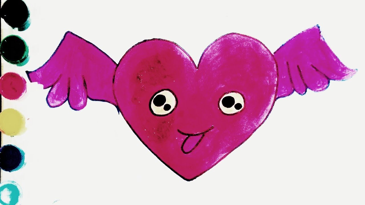 How to Draw Flying Heart 💓💓|| Step to Step Easy Heart Drawing || Cute ...