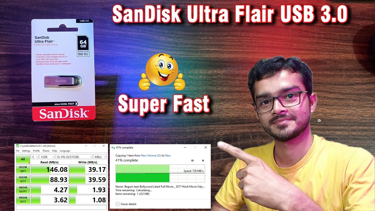 Sandisk Ultra Flair USB 3.0 Flash Drive - Full Review - Speed Test ...