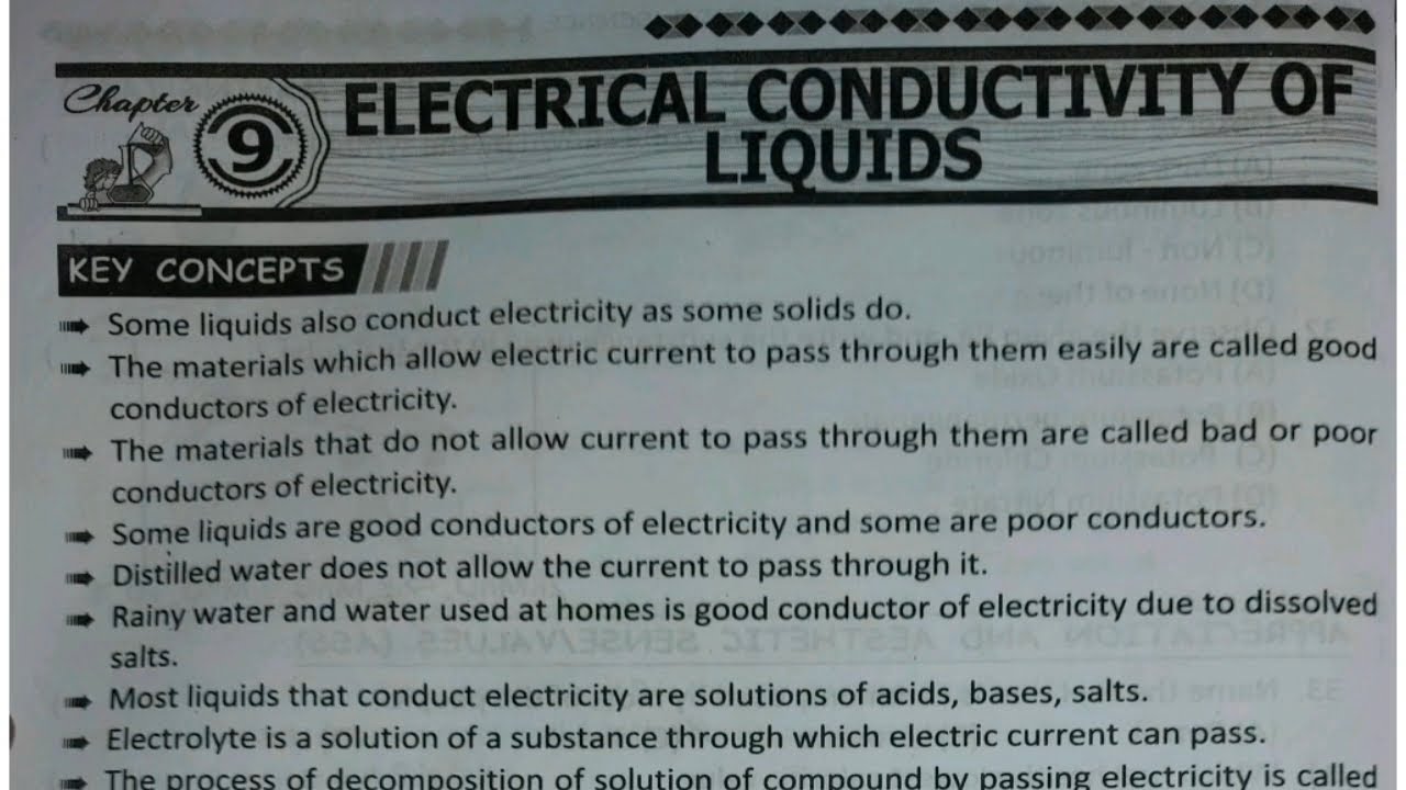 8th class physical science 9th chapter (Electrical Conductivity of ...