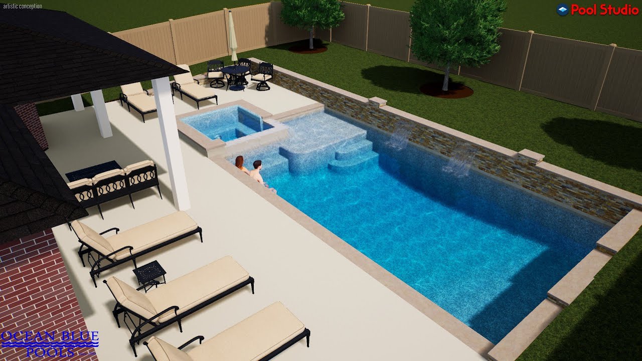 Ocean Blue Pools swimming pool rendering - YouTube