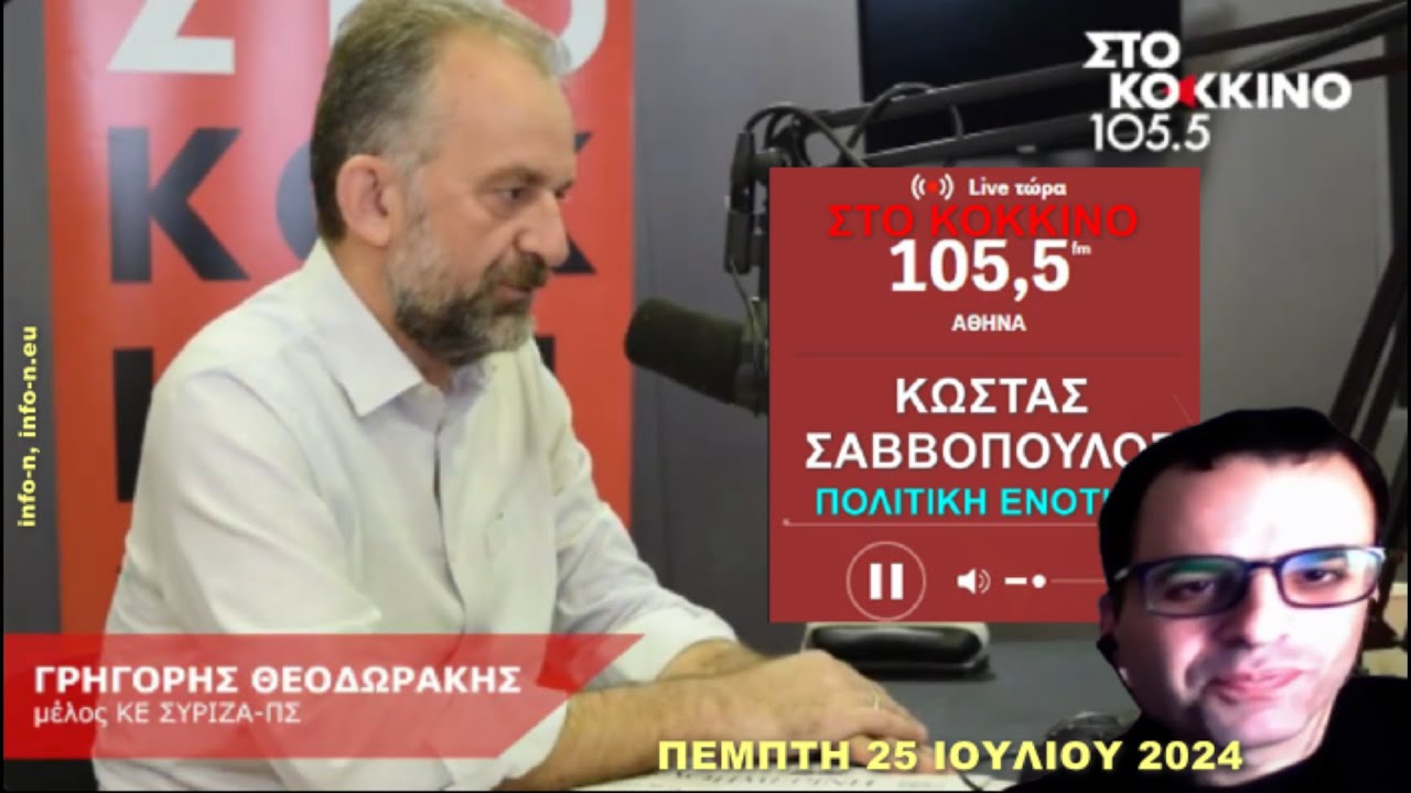 Ο Γρηγόρης Θεοδωράκης μέλος ΚΕ του ΣΥΡΙΖΑ ΠΣ, ΣΤΟ ΚΟΚΚΙΝΟ 105,5 fm με ...