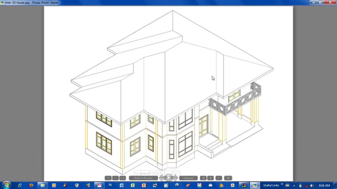 37 - How to draw a 2 storeyed house step by step Part I ( ျမန္မာ ...