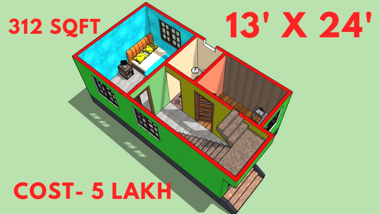 13x24 Small House Plan || 13x24 Ghar ka Naksha || 13*24 house design ...