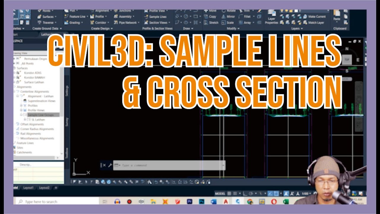 Civil3D: Sample Lines dan Cross Section - YouTube