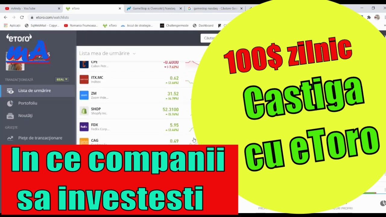 In ce companii sa investim la bursa eToro - YouTube