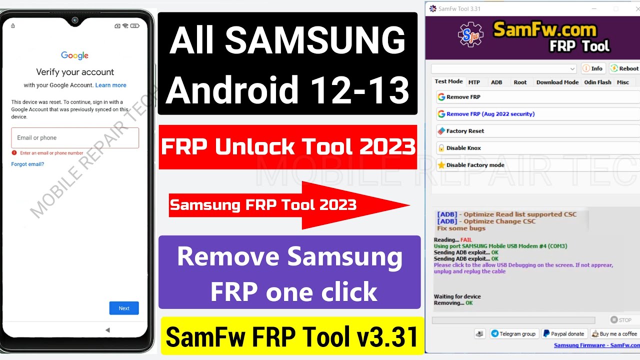 Samsung Frp Tool 2023 All Samsung Android 12 13 Frp Bypass Tool 2023