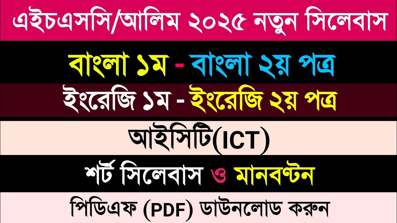 HSC Short Syllabus 2025 | hsc 2025 short syllabus - YouTube