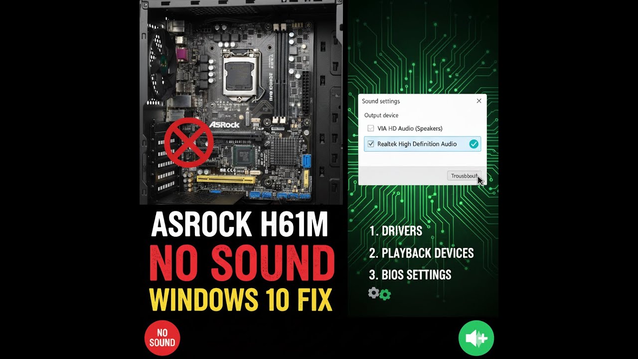Fix No sound with asrock H61M || ASROCK H61M VS R2.0 No sound on ...