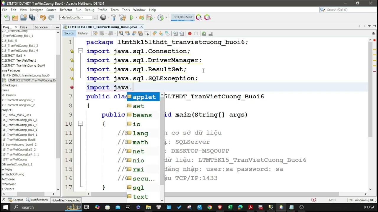 LTHĐT (Java) Các bước cài đặt kết nối CSDL SQLSERVER (fix) - YouTube
