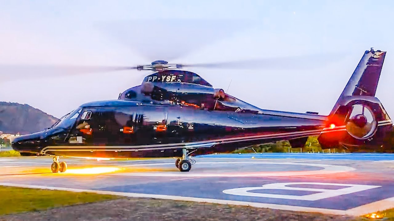 EUROCOPTER AS365 Dauphin - LANDING & TAKEOFF - YouTube