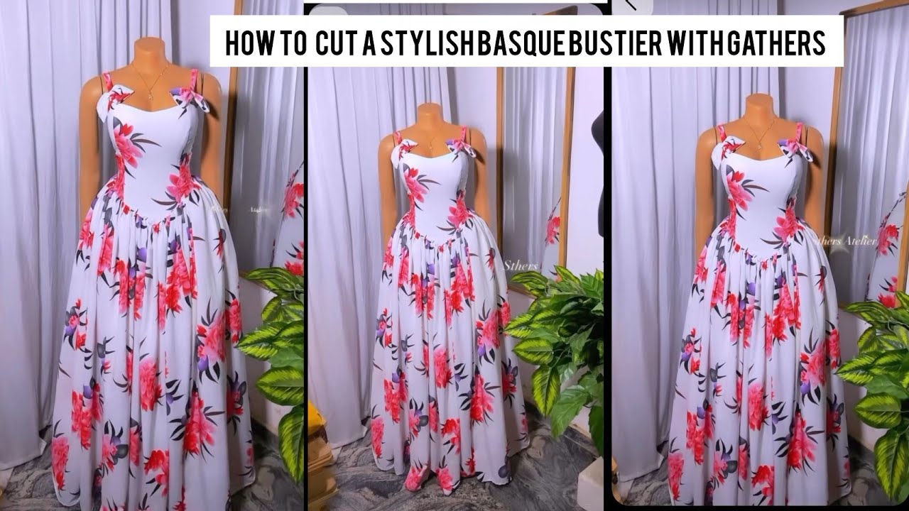 How to cut a Stylish basque Bustier dress with gathers #bustier - YouTube