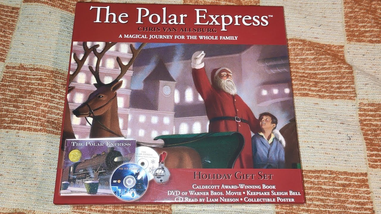 The Polar Express Holiday Gift Set Sleigh Bell Chris Van Allsburg Book ...