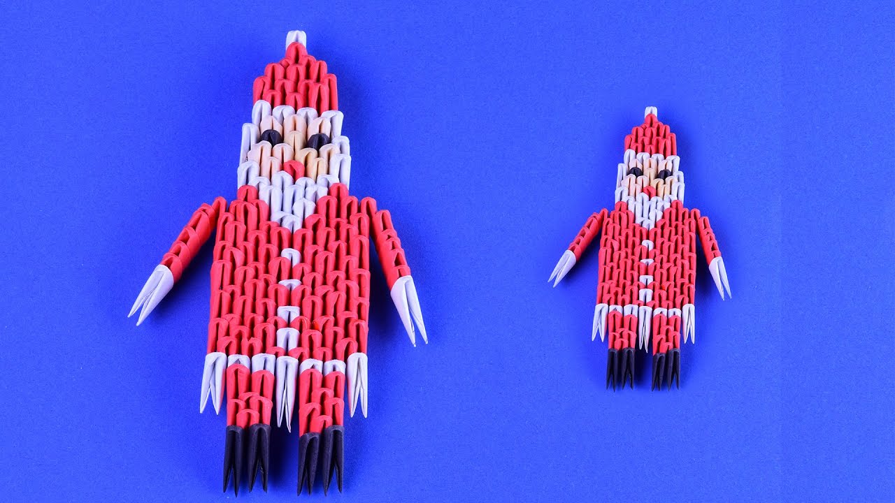 How to make paper Santa Claus 3D origami Tutorial - YouTube