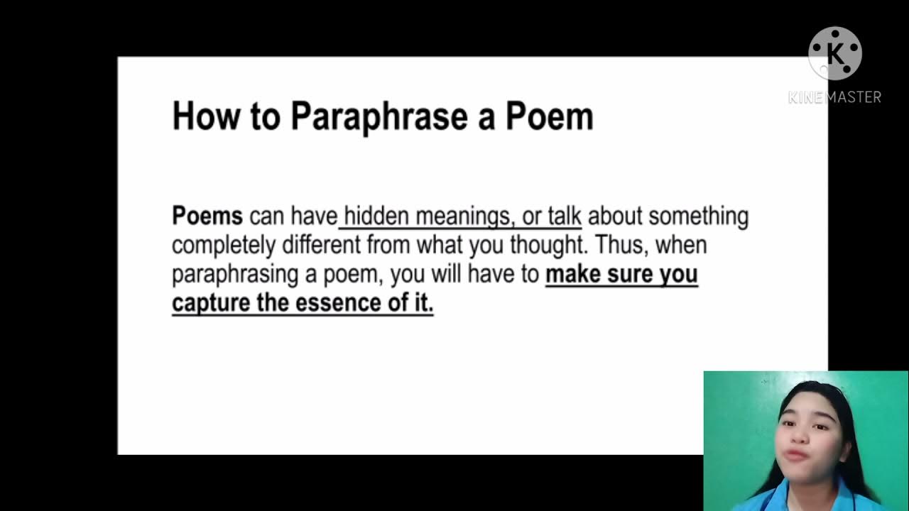 Paraphrasing sentences and lines in text and to poems - YouTube