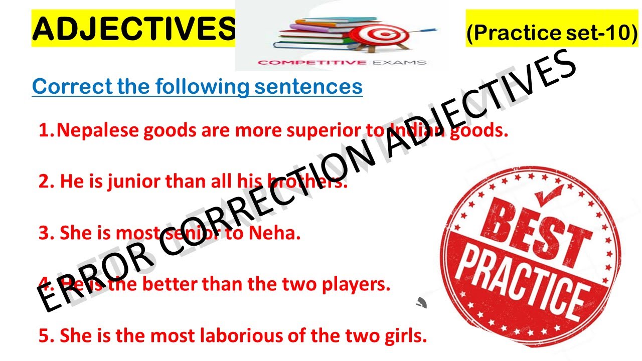 Adjectives | Practice set -10 | Adjective Exercise In English Grammar ...