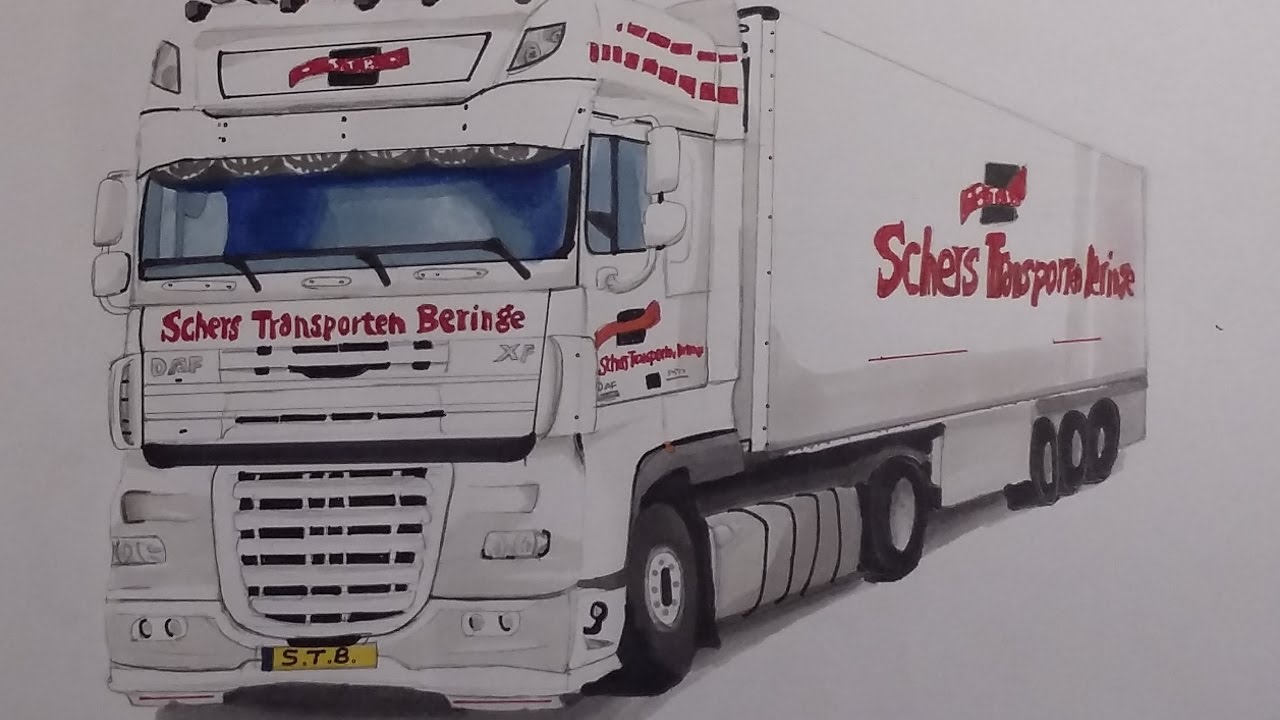 DRAWING TUTORIAL: Drawing Daf XF - YouTube