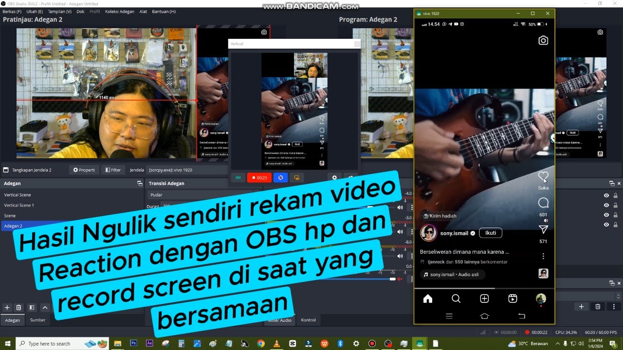 Hasil Ngulik sendiri rekam video Reaction dengan OBS hp dan record ...