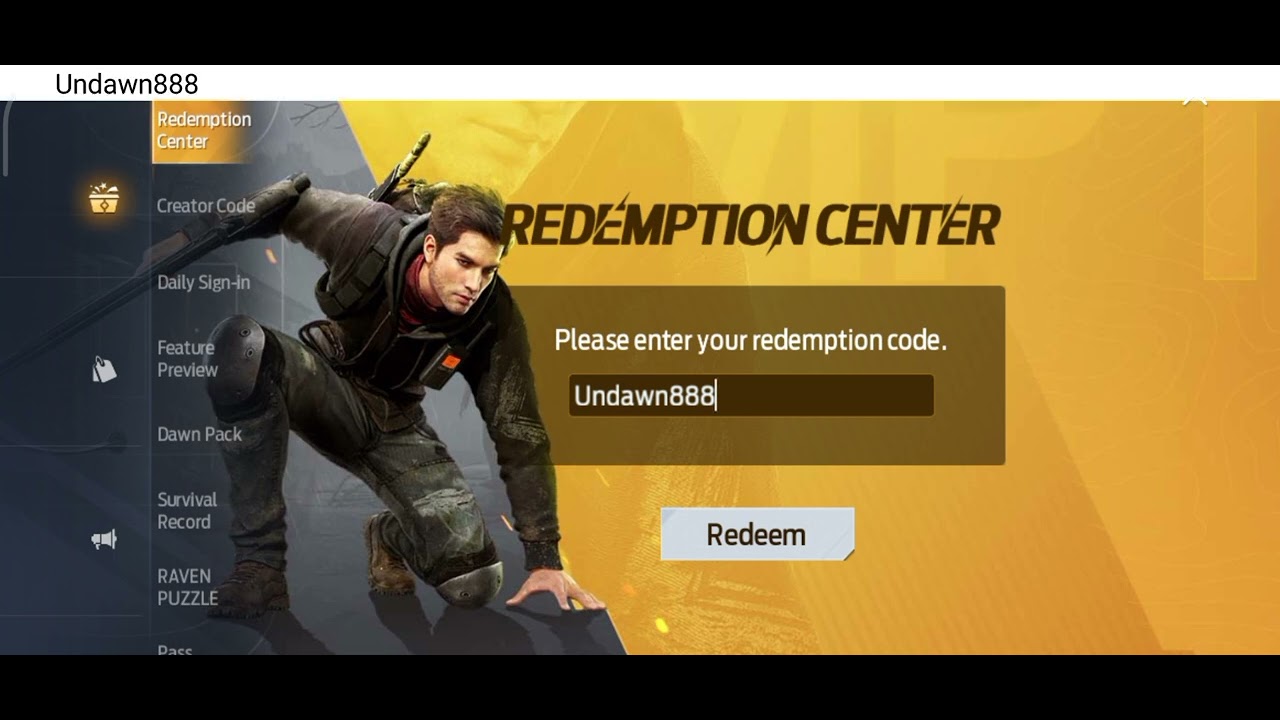 New Redemption code for Undawn - YouTube