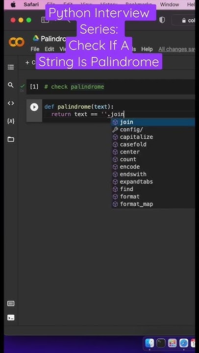 Python Interview Series: Check If A String Is Palindrome #programming #code - YouTube