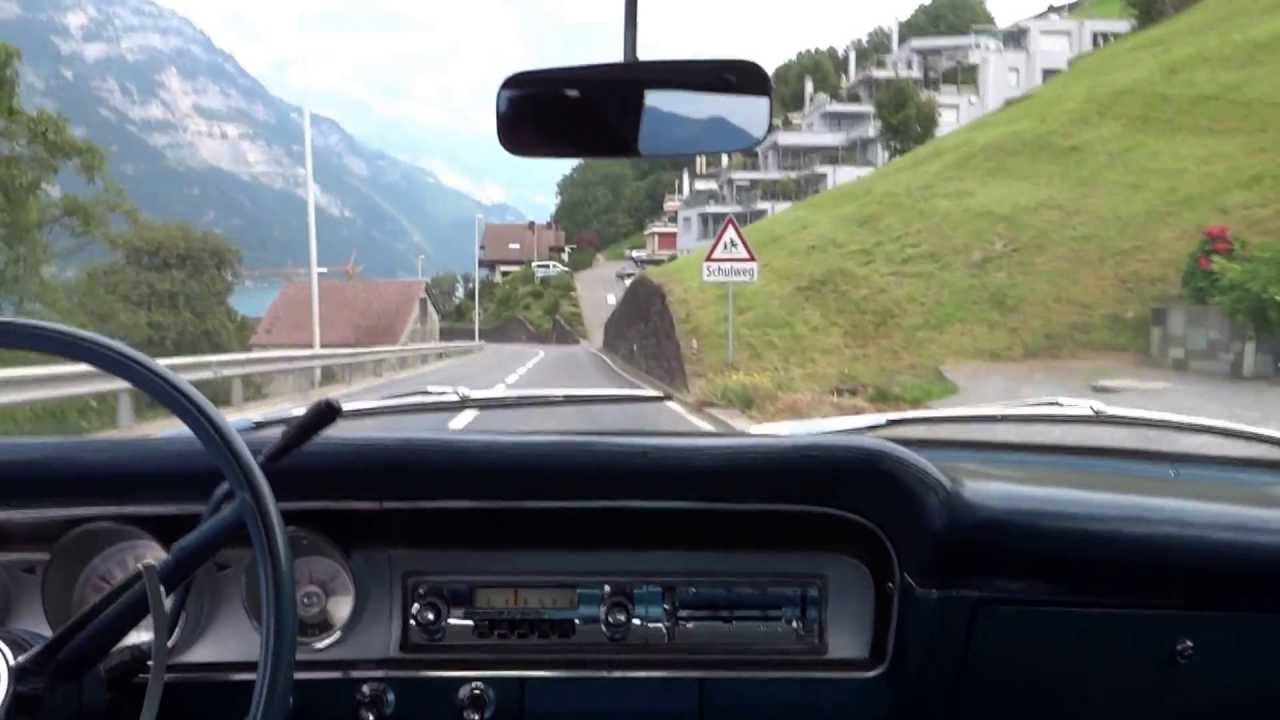 Downhill driving with a Ford Fairlane 500 3-speed column shift V8 - YouTube