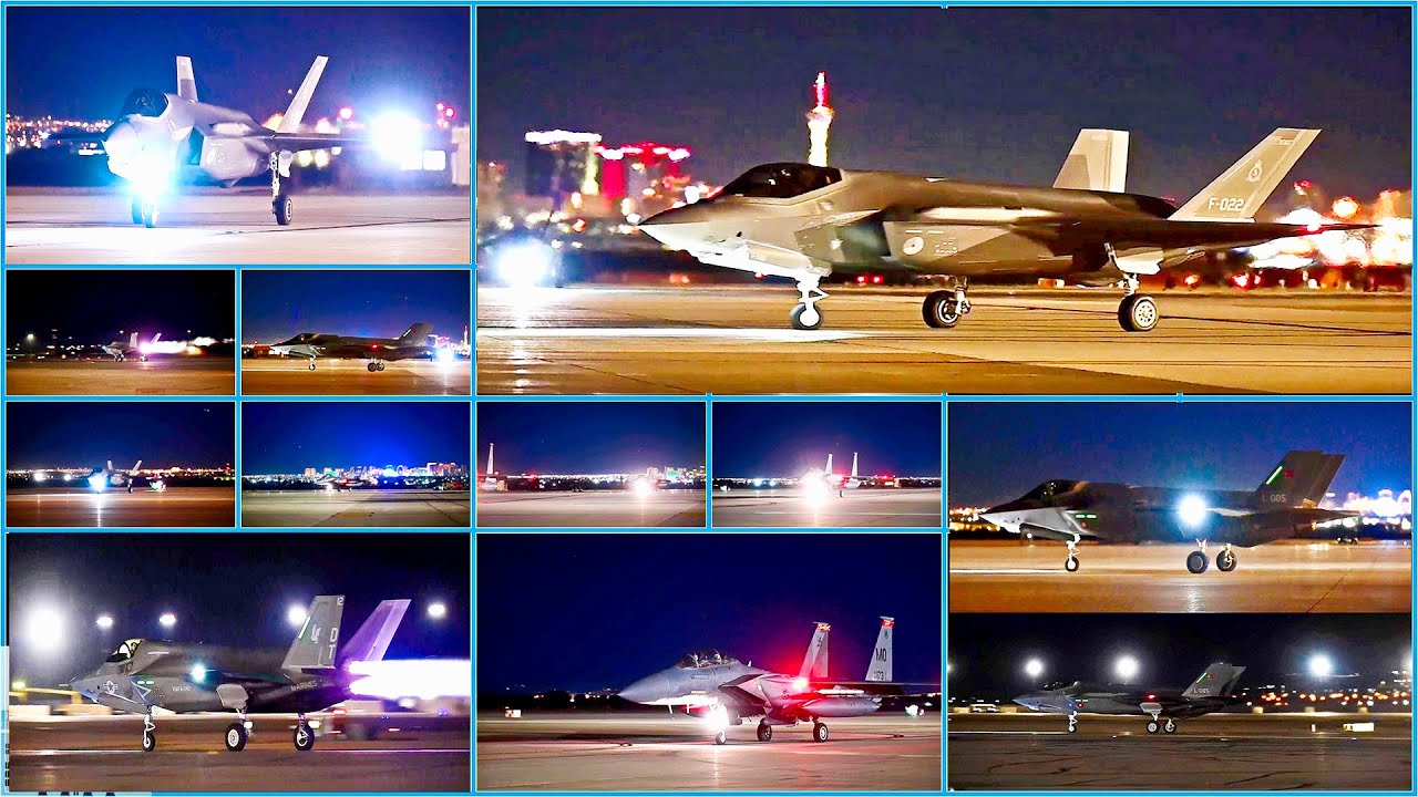 Nighttime F-35 Taxi and Take Off at Red Flag 24-2 - YouTube