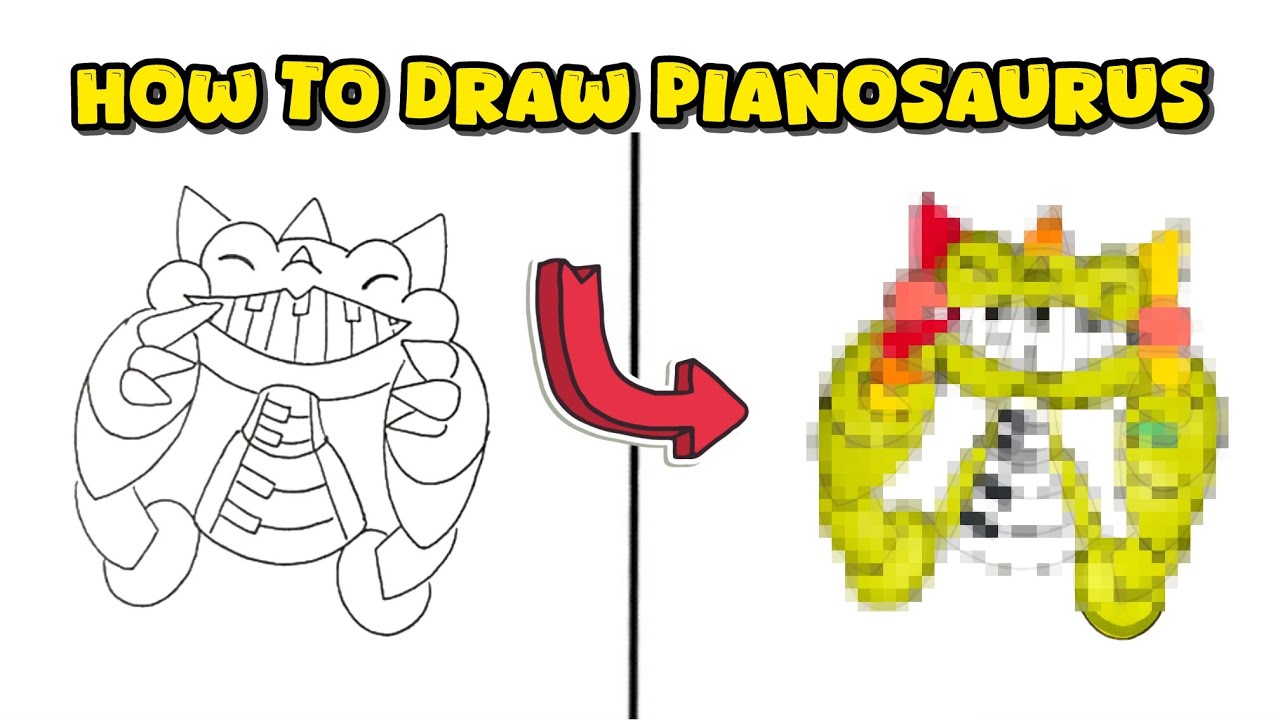 How to Draw Pianosaurus from Poppy Playtime – Game Character Drawing ...