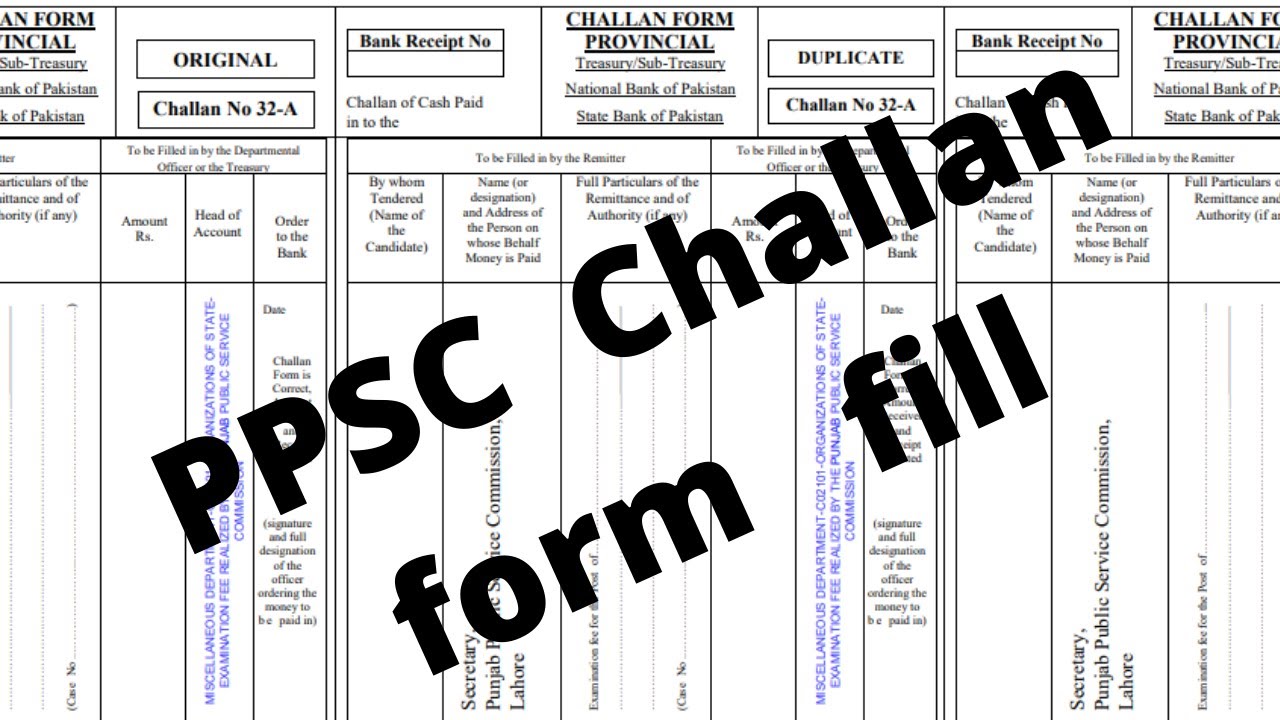 How to fill PPSC Challan form apply online for PPSC | Ppsc challan fill ...