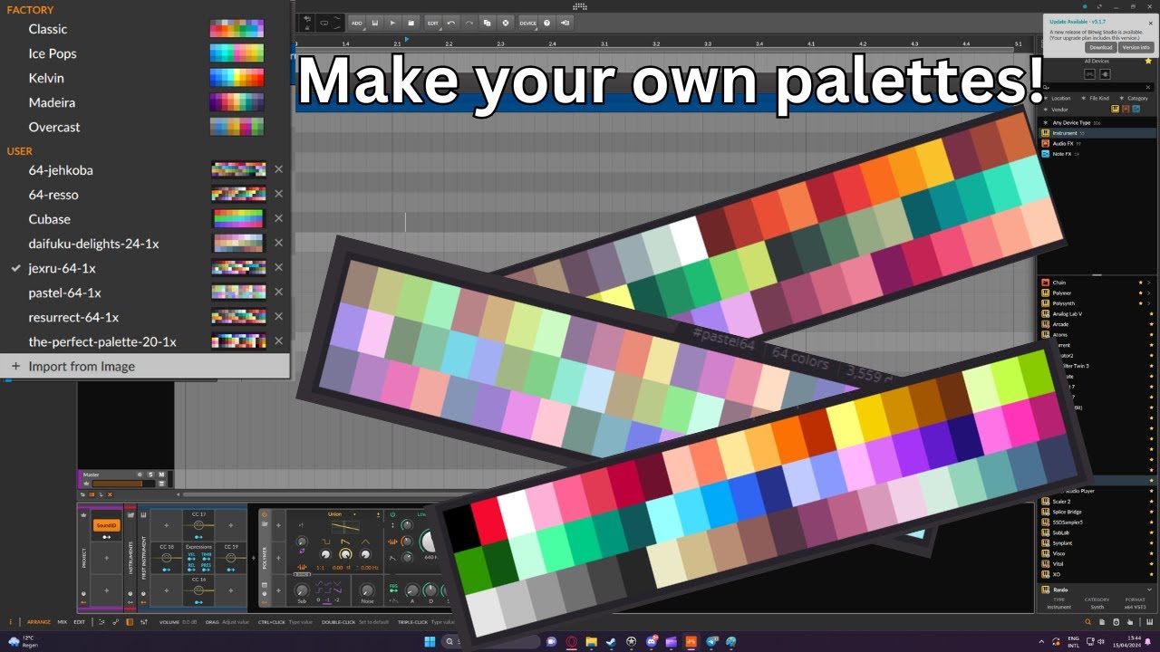 How to make your own 64 colour palettes for #bitwig! - YouTube