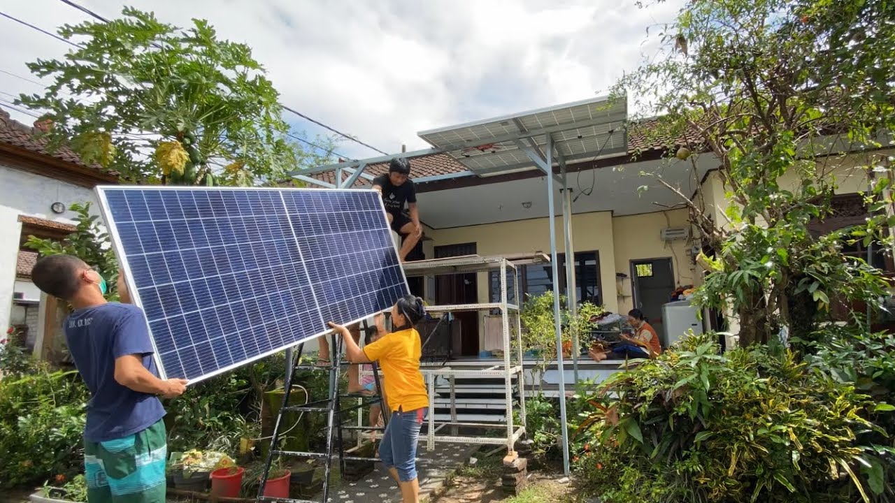Pasang solar panel 1600 watt rumahan : pembuatan rangka/frame - YouTube