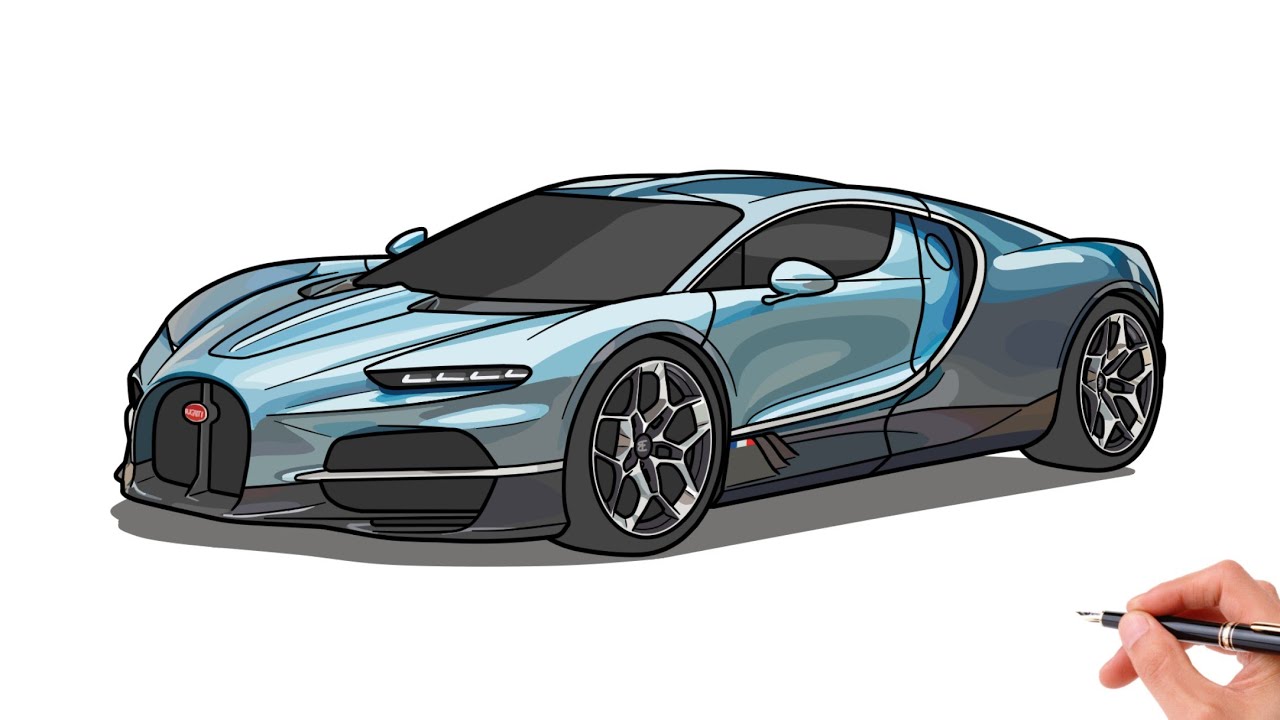 How to draw a BUGATTI TOURBILLON / drawing Bugatti 2026 sports car step ...