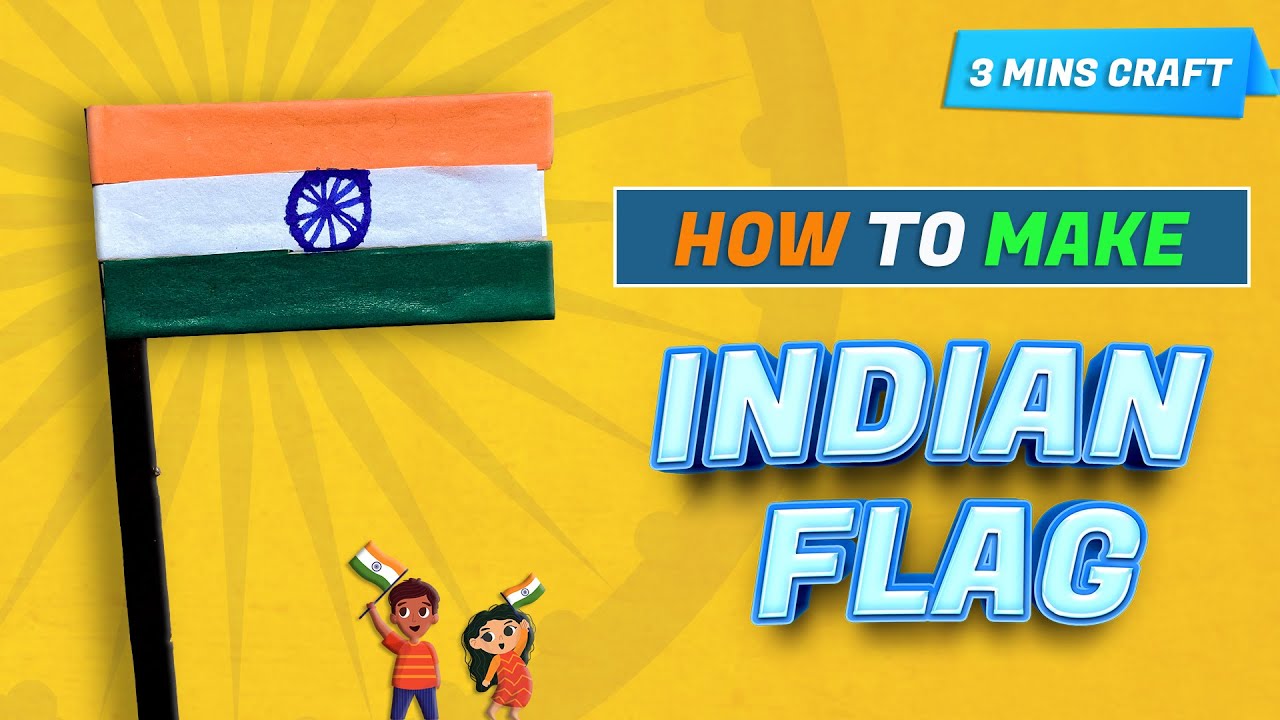 How To Make Indian Flag With Wooden Stick | Flag Making Craft Ideas | 3 ...