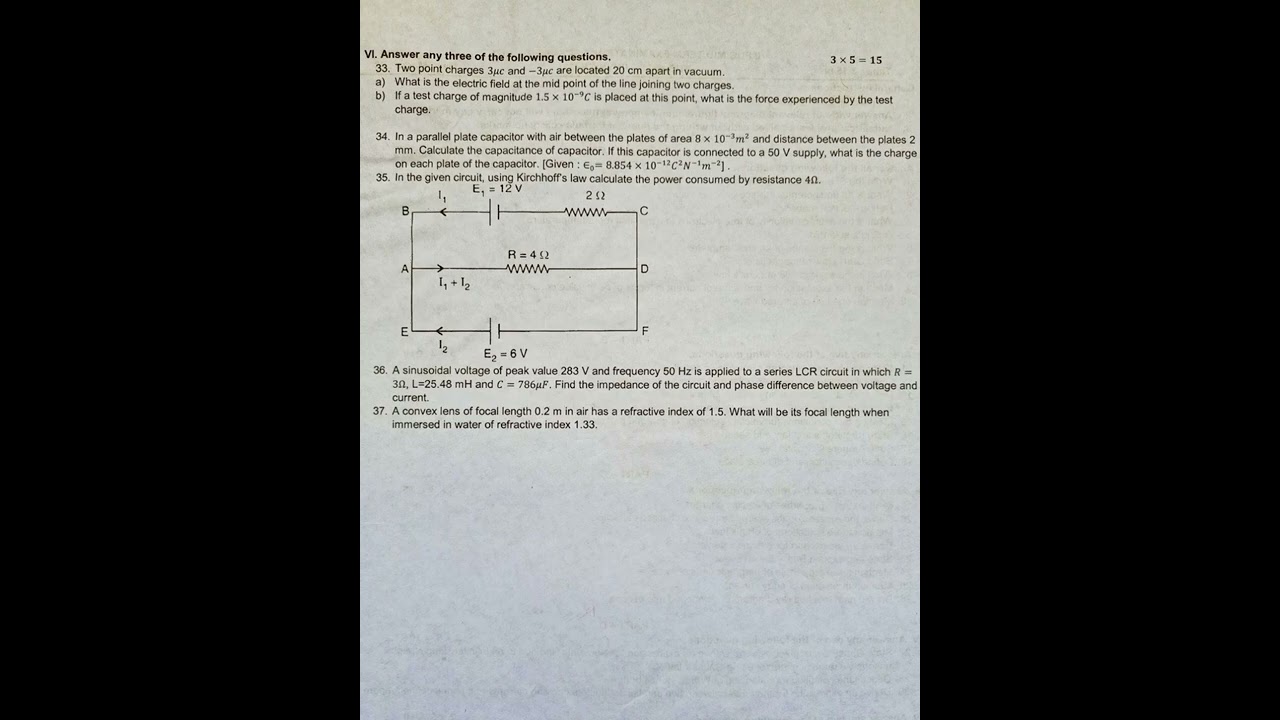 2nd pu Physics midterm gov. question paper - YouTube
