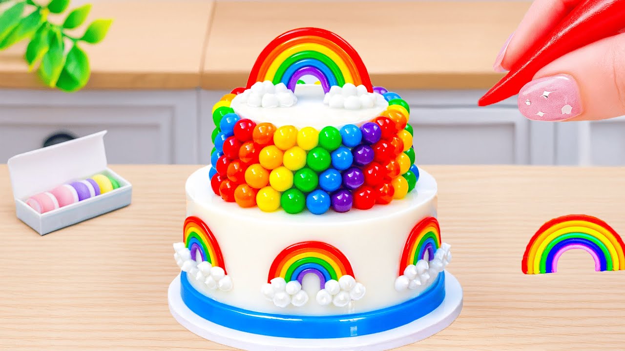 Adorable Rainbow Mini Cake 🌈 Easy & Relaxing Cake Decorating Therapy 💕 ...