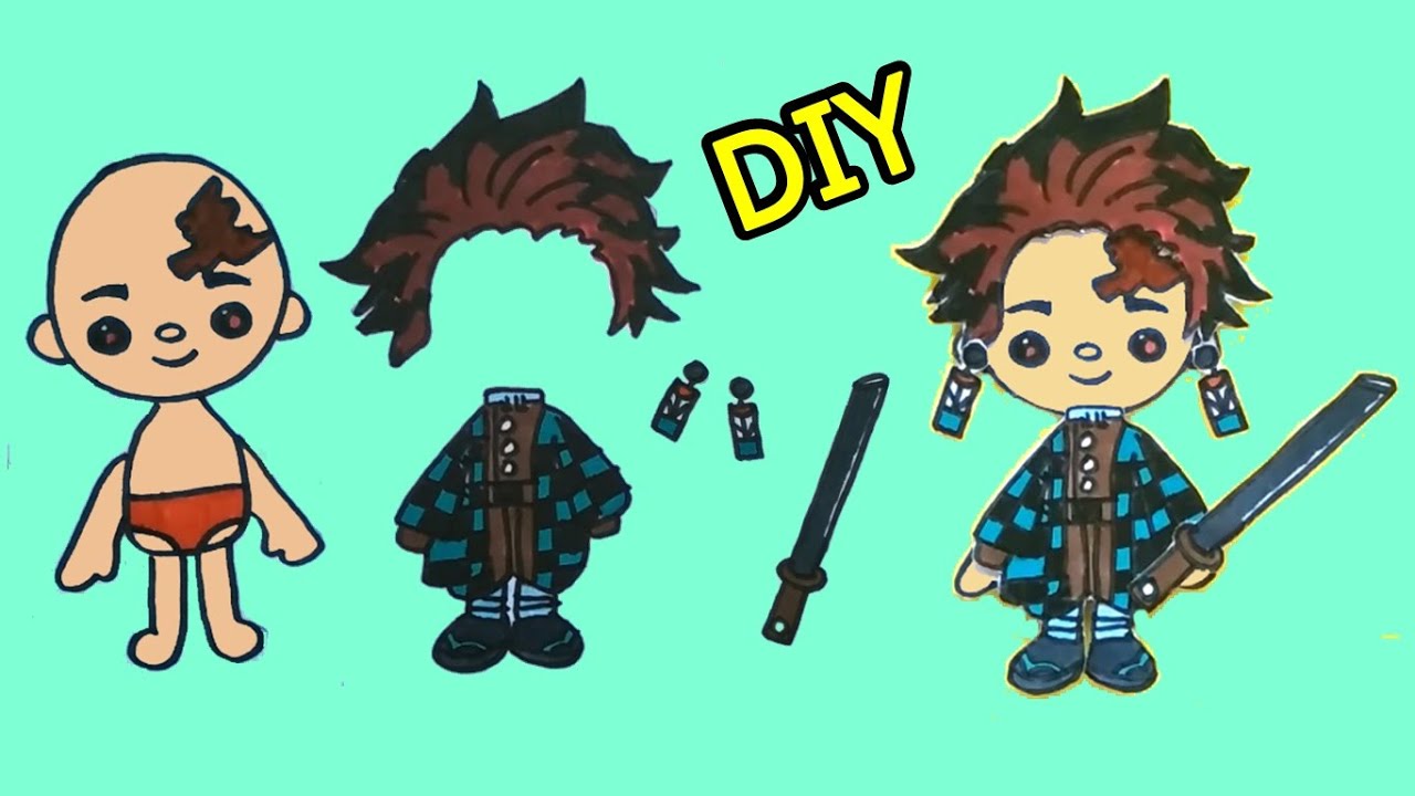 Tanjiro Kamado Toca Boca, DIY Paper Craft #paperdiy #tanjirokamado # ...