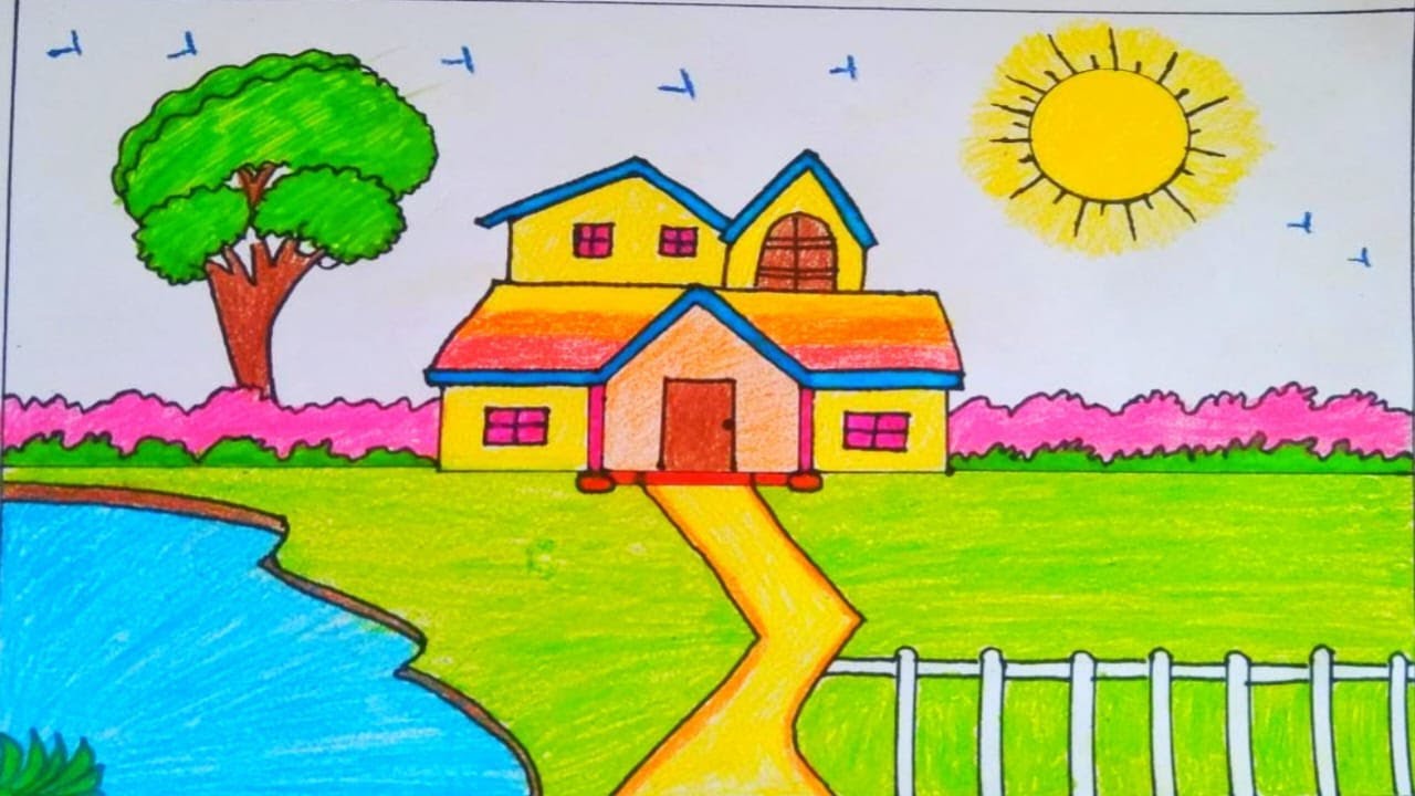 Scenery Drawing For Beginners | Easy Scenery Drawing | Scenery Drawing ...