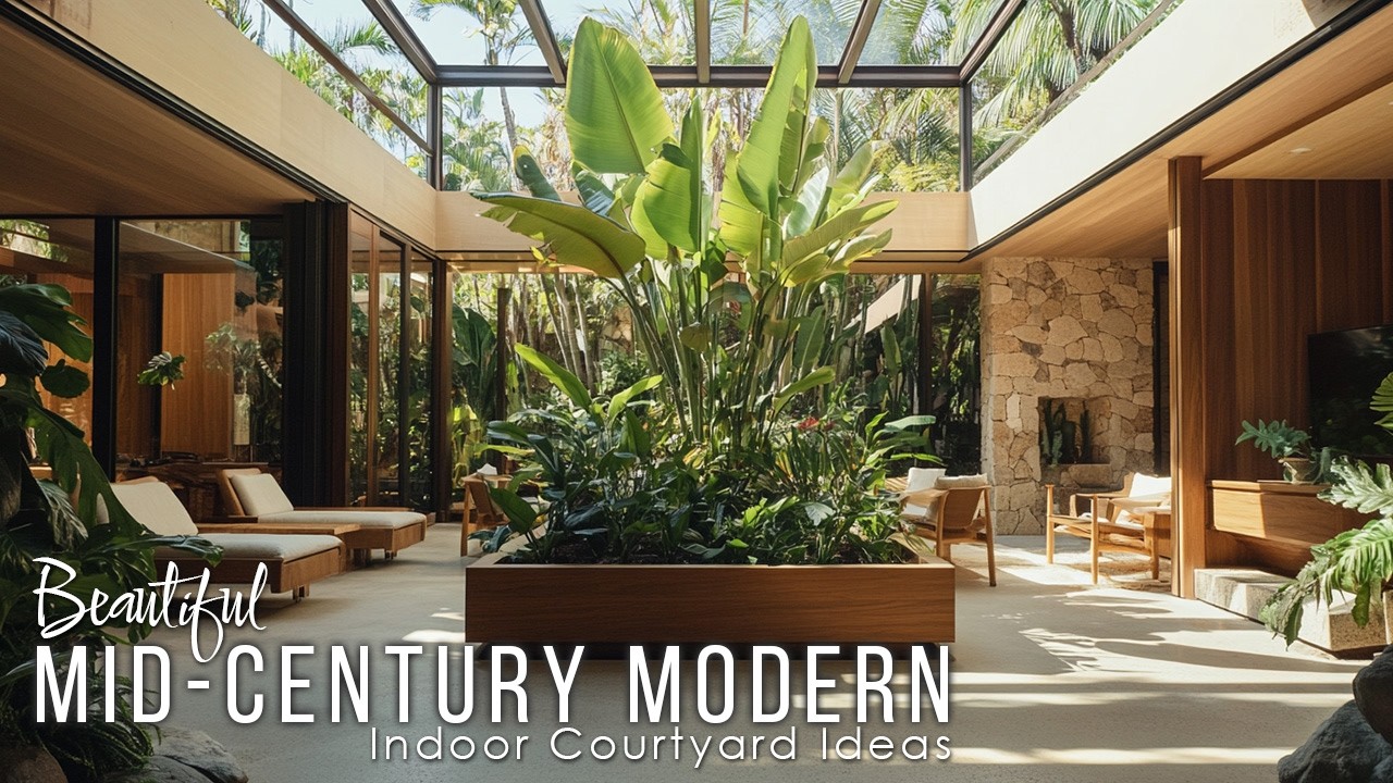 Beautiful Indoor Courtyard Ideas for a Mid-Century Modern Home - YouTube