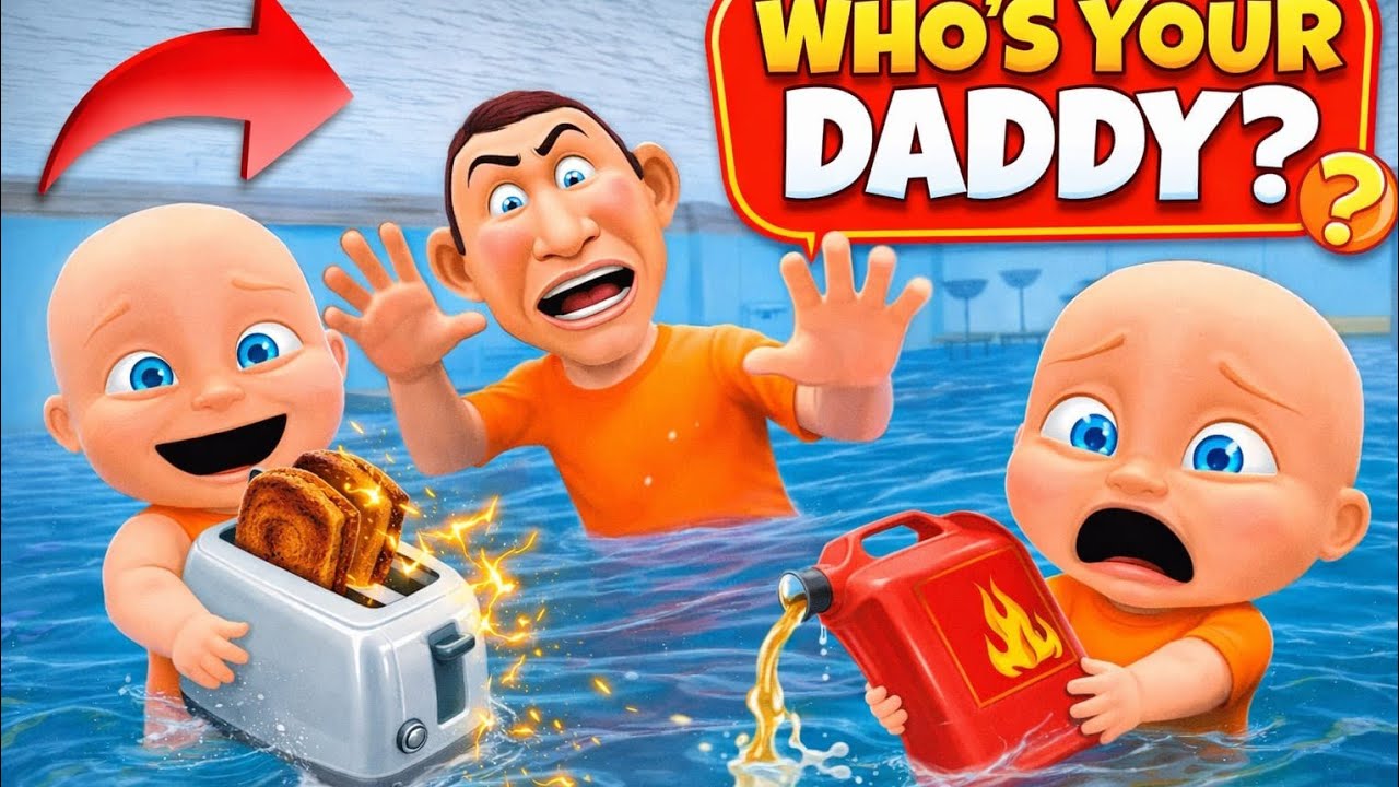 "DADDY & TWINS BABY Trapped With Crazy Babies😱Toaster + Gas + Water ...