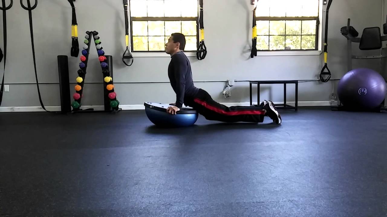 Lvl 3 Strength/Stability...Core Bosu spine flexion to extension - YouTube