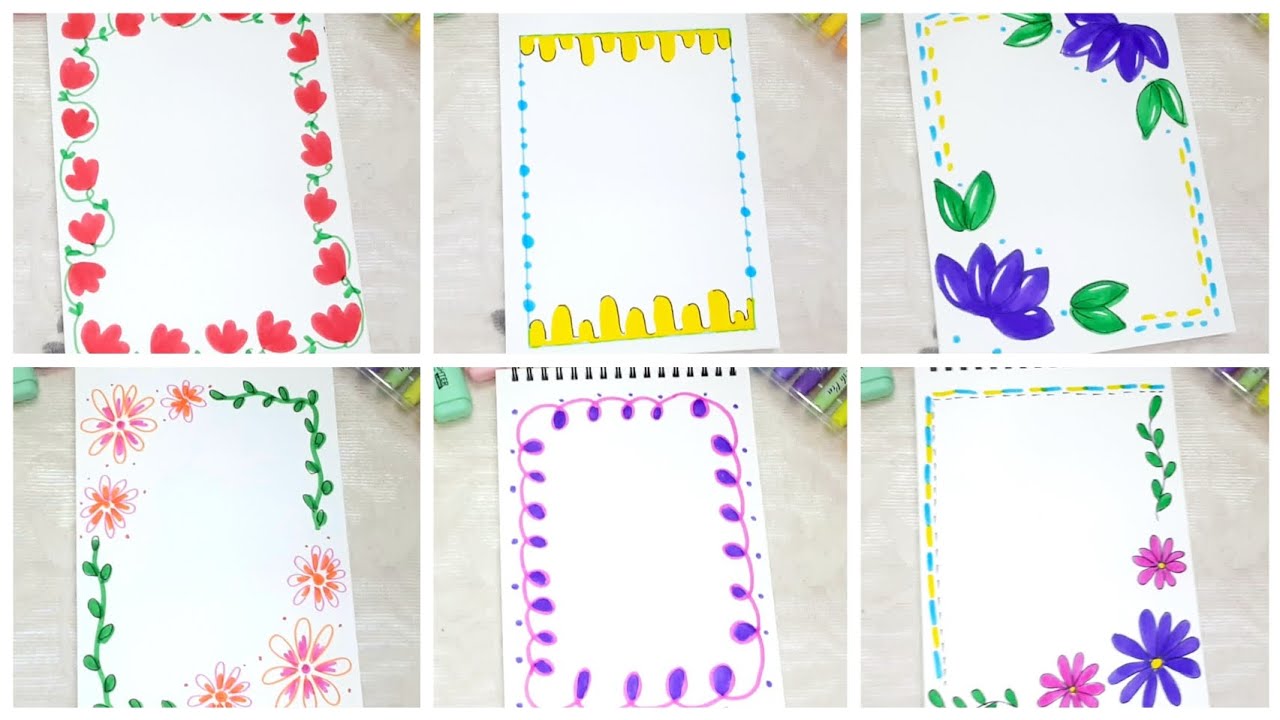 6 BEAUTIFUL BORDER DESIGNS/PROJECT WORK DESIGNS/A4 SHEET/FILE/FRONT ...
