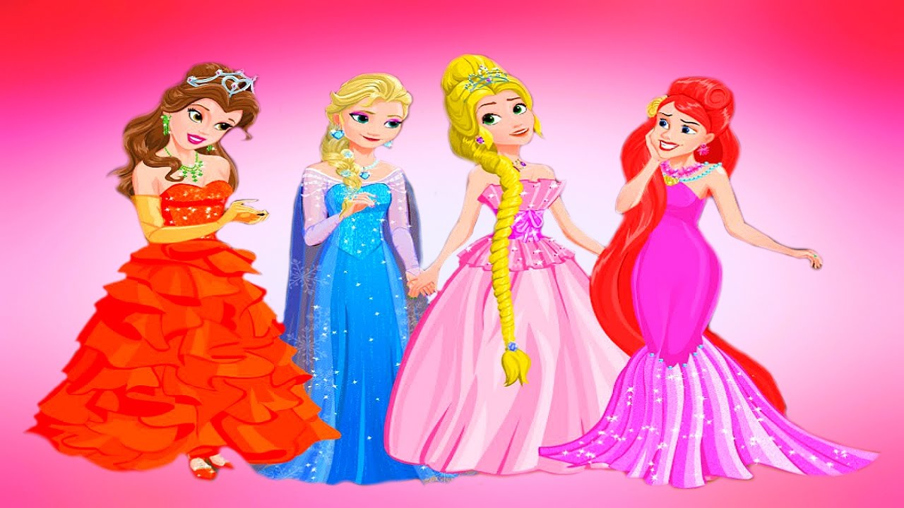 Disney Princess Beauty Pageant - Elsa ,Rapunzel ,Belle & Ariel - Dress ...