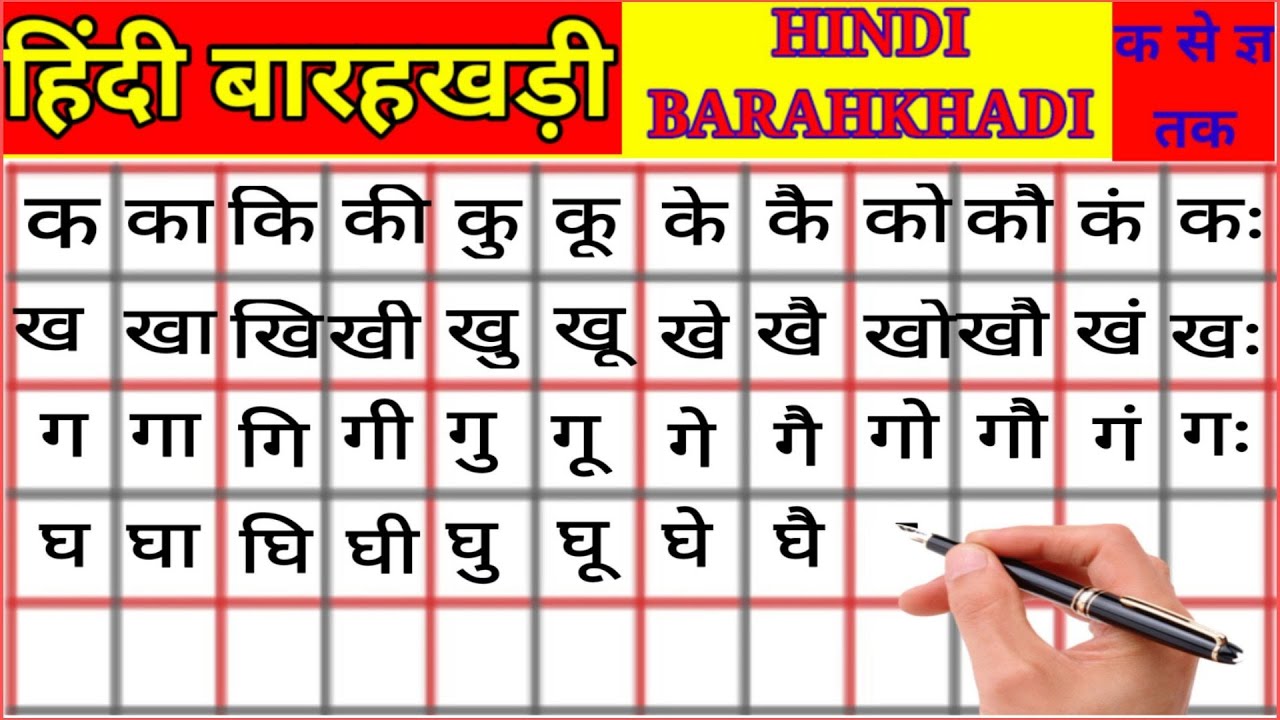 बारहखड़ी | Hindi barahkhadi | Barakhadi in hindi, Ka kaa ki kee ku koo ...