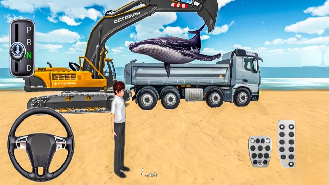 🐋 Saving a Giant Whale on the Beach Ocean –3D driving class simulator ...
