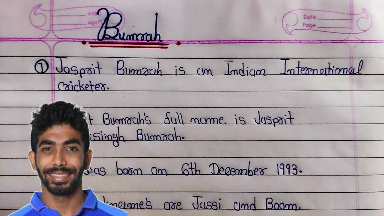 10 Lines On Bumrah | Essay on your Favourite Bowler | Bumrah Biography ...