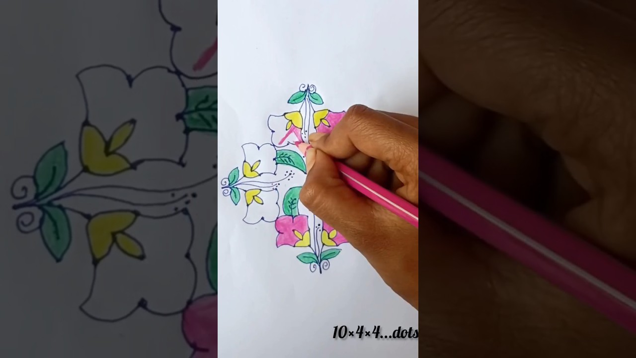flowers mugulu puvvula with colours pandu arts - YouTube