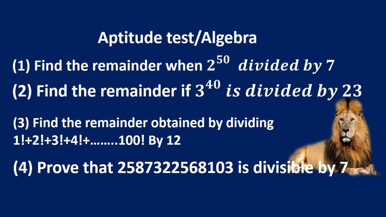 Aptitude Test for beginners | Find remainder | Modul - YouTube